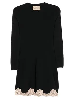 Valentino Garavani Lace Detail Short Dress - Black