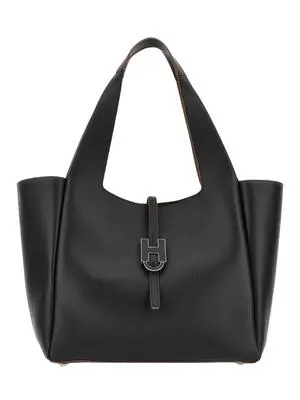 Hogan Trenc Leather Tote Bag - Black