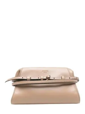 Moschino Tie Me Leather Clutch - Beige