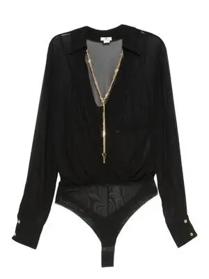 Elisabetta Franchi Wrap-style Long-sleeve Bodysuit - Black