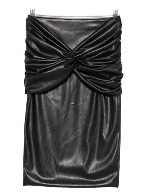 Elisabetta Franchi Faux Leather Midi Skirt - Black