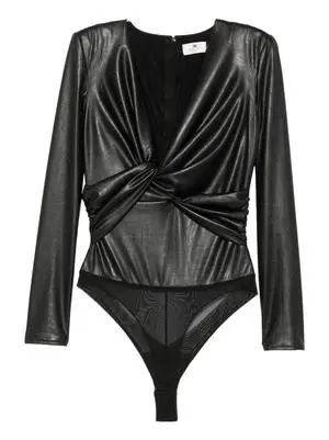 Elisabetta Franchi Twist-detail Long-sleeve Bodysuit - Black