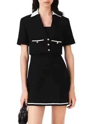 Maje 2 In 1 Tweed Dress - Black