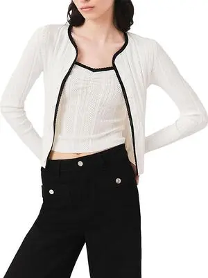 Maje Pointelle Knit Cardigan - White