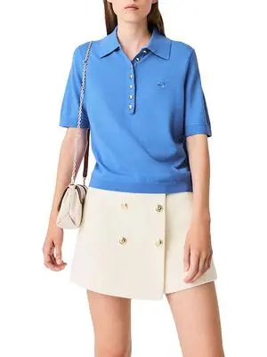 Maje Polo Collar Short Sleeve Sweater - Blue