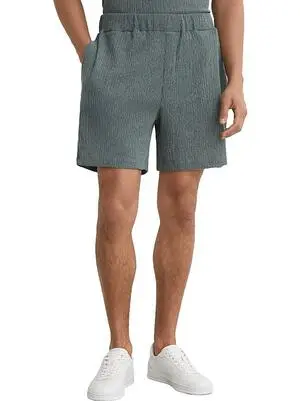 REISS Textured 5.9 Elastic Shorts - Dark Sage