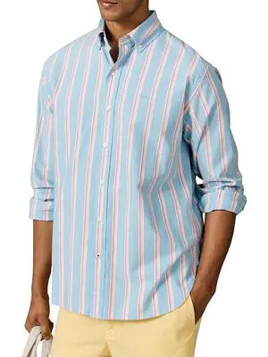 Aubin Walesby Lightweight Relaxed Oxford Shirt - Blue Stipe