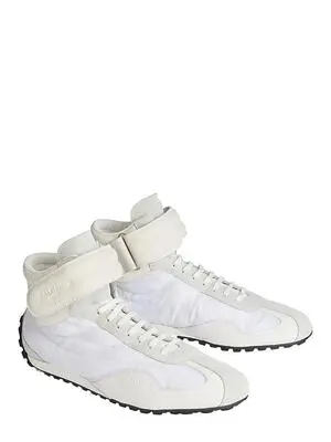 Balmain Racing Mid-top Trainers In Nylon And Leather - White