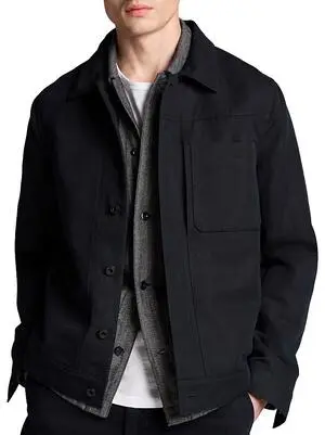 Vince Pleated Trucker Jacket In Cotton Linen Blend - Coastal