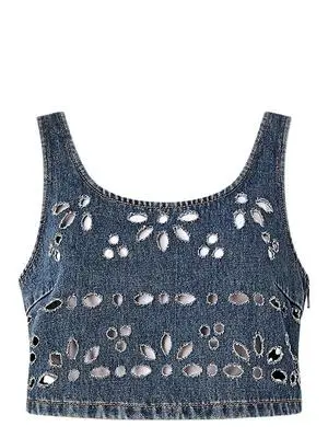 PINKO Pinko Thora Laser Cut Denim Top