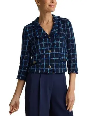 St. John Tri-color Windowpane Jacket - Midnight Multi