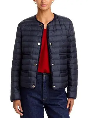 Moncler Moncler Circaete Braided Trim Short Down Jacket Blue