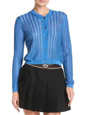 Versace Mesh Ribbed Cardigan - Blue