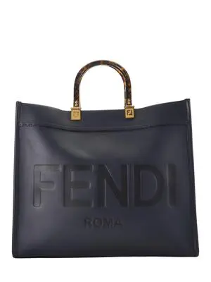 Fendi Sunshine Shopper Calfskin Tote - Navy