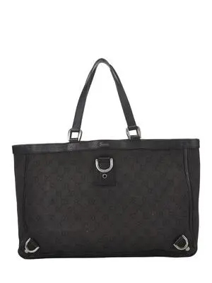 Gucci Gg Denim D-ring Abbey Tote - Black