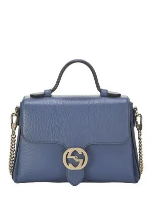 Gucci Leather Interlocking Top Handle Bag - Red