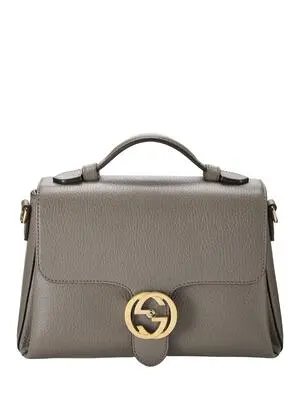Gucci Leather Interlocking Top Handle Bag - Grey