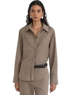 REISS Adie Wool-blend Long-sleeve Shirt - Neutral