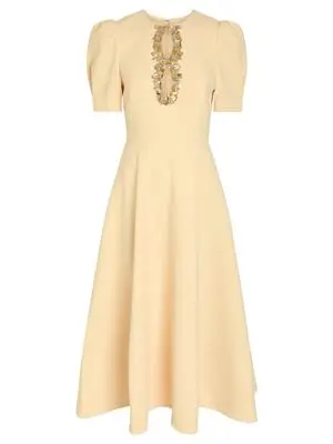 Rebecca Vallance Alexandrite Crystal-embellished Crepe Midi Dress - Yellow