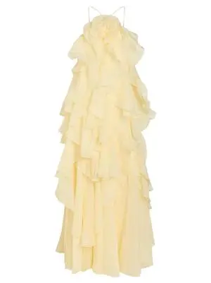 Aje Pandorea Ruffled Chiffon Maxi Dress - Yellow