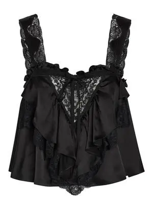 Chloé Lace-embellished Ruffled Silk Blouse - Black