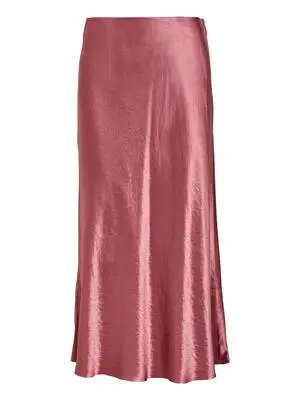 Vince Crinkled Satin Midi Skirt - Rose