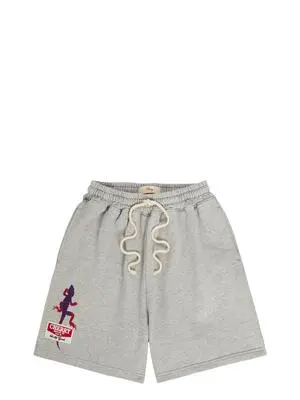 CHERRY LOS ANGELES Gecko Embroidered Cotton-blend Sweatshorts - Grey