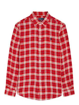 Polo Ralph Lauren Plaid Linen Shirt - Red