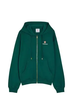 Casablanca Hooded Zip-through Cotton Sweatshirt - Green