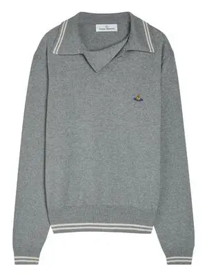 VIVIENNE WESTWOOD Asymmetrical Wool And Cashmere-blend Polo Jumper - Dark Grey