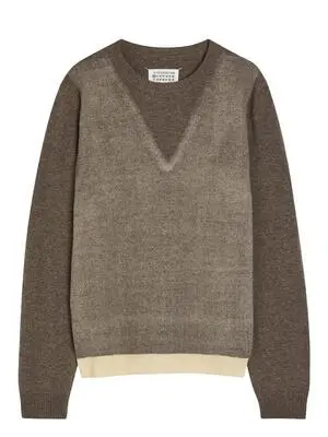 MAISON MARGIELA Layered Wool Jumper - Brown Light