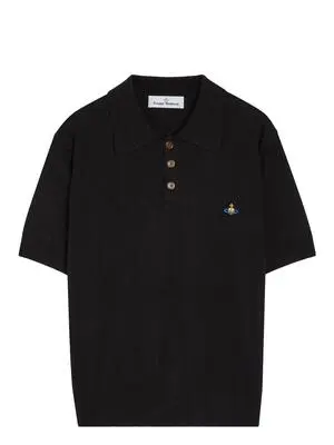 VIVIENNE WESTWOOD Logo-embroidered Wool And Cashmere-blend Polo Shirt - Black