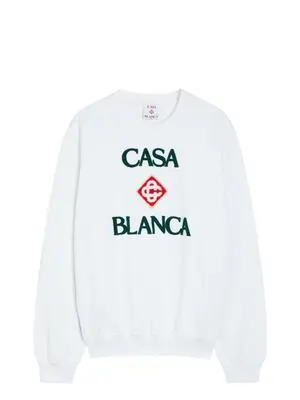 Casablanca Stacked Terry-logo Cotton Sweatshirt - White