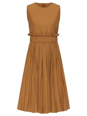 Red Valentino Pleated Sleeveless Dress - Brown