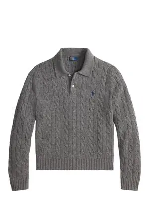 Polo Ralph Lauren Cable Knit Polo Shirt - Gray