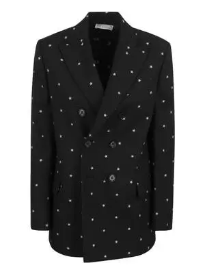 Red Valentino Star-printed Double Breasted Blazer - Black