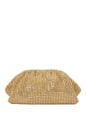 SELF-PORTRAIT Embellished Chainmail Clutch Bag - Golden