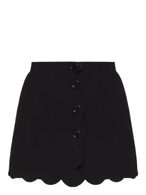 Red Valentino Scallop Trim Button Front Shorts - Black