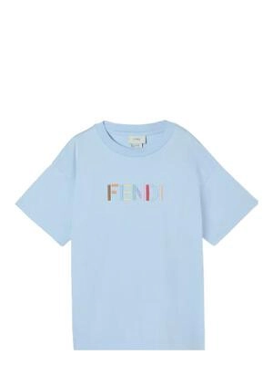 Fendi Logo-embroidered T-shirt - Light Blue