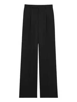 Saint Laurent Fluid Pants In Grain De Poudre - Black