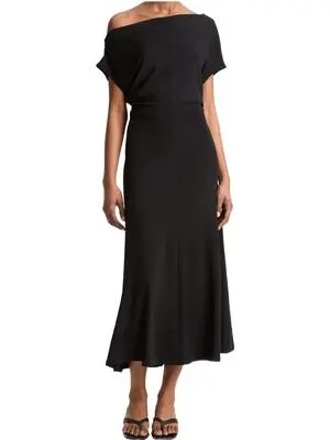 Vince Draped-design Midi Dress - Black