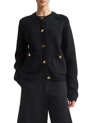 TOTEME TOTEME Hammered Button Organic Cotton Cardigan Black