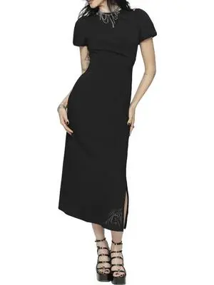 DISTURBIA Aubrey Embroidered Midi Dress - Black