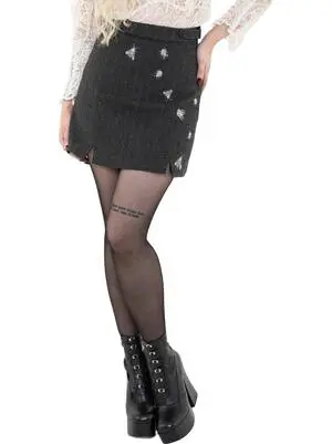 DISTURBIA Sequin Embellished Mini Skirt - Grey