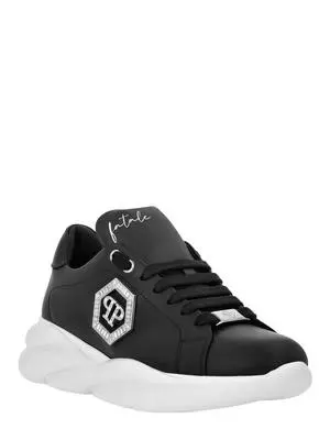 Philipp Plein Nappa Leather Runner Crystal Fatale Women Black