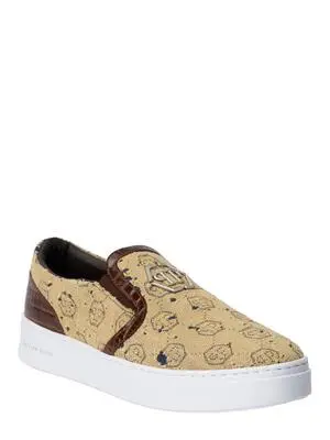 Philipp Plein Slip On Sneakers Denim Jacquard Monogram - Brown