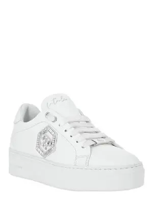 Philipp Plein Crystal Fatale Nappa Leather Low Top Sneakers - White