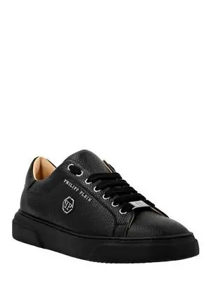 Philipp Plein Hexagon Logo Leather Lo-top Sneakers - Black/black