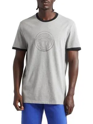 Versace Medusa Logo Ringer Graphic T-shirt - Light Grey