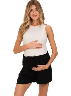 PINKBLUSH Drawstring Pleated Shorts - Black
